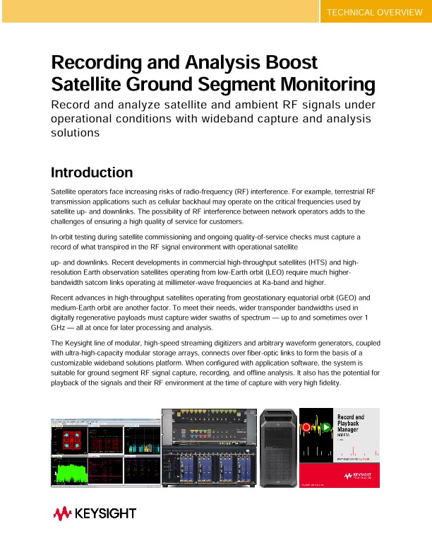 Recording and Analysis Boost Satellite Ground Segment Monitoring PDF Asset Page | Keysight
